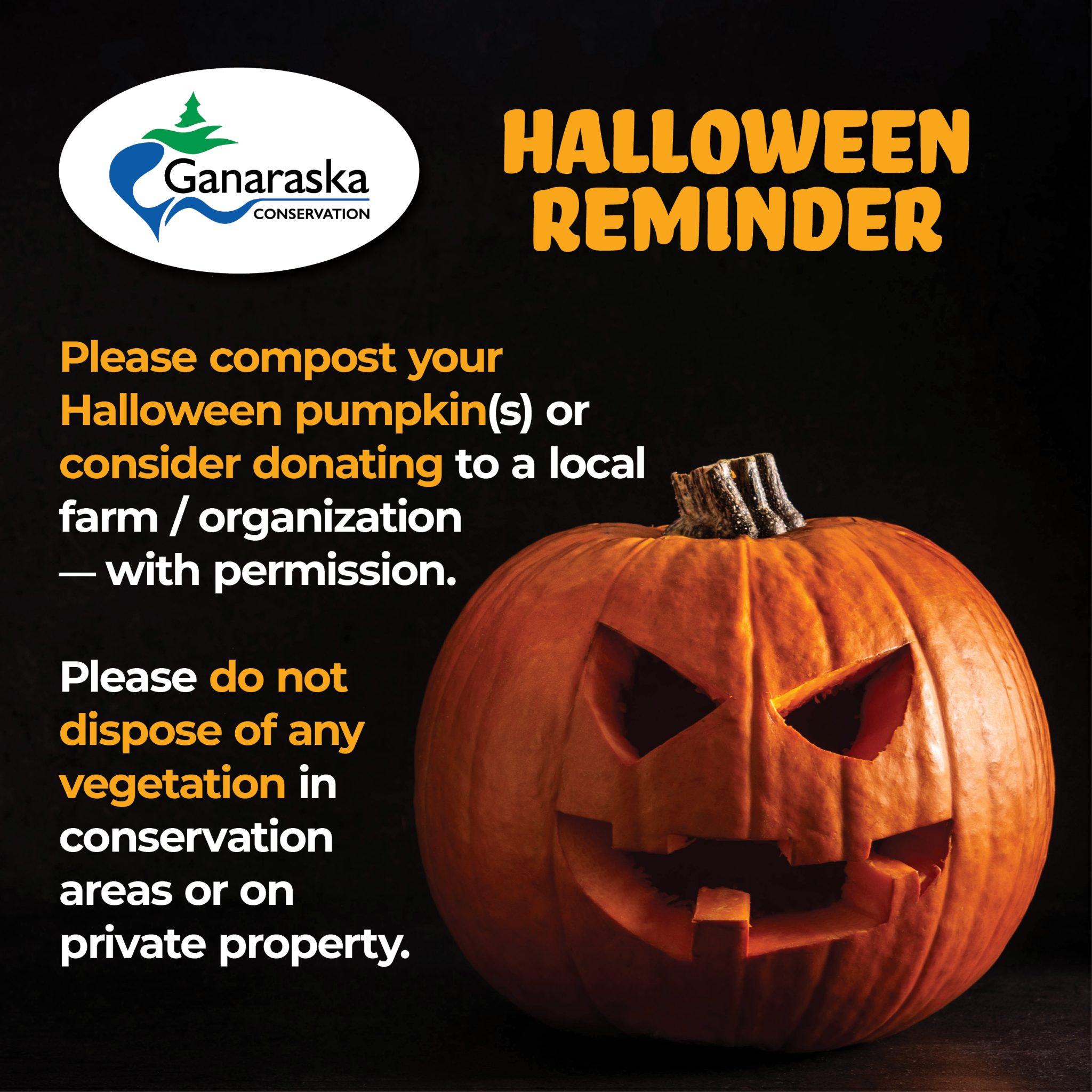 Halloween Pumpkin Reminder - Ganaraska Conservation
